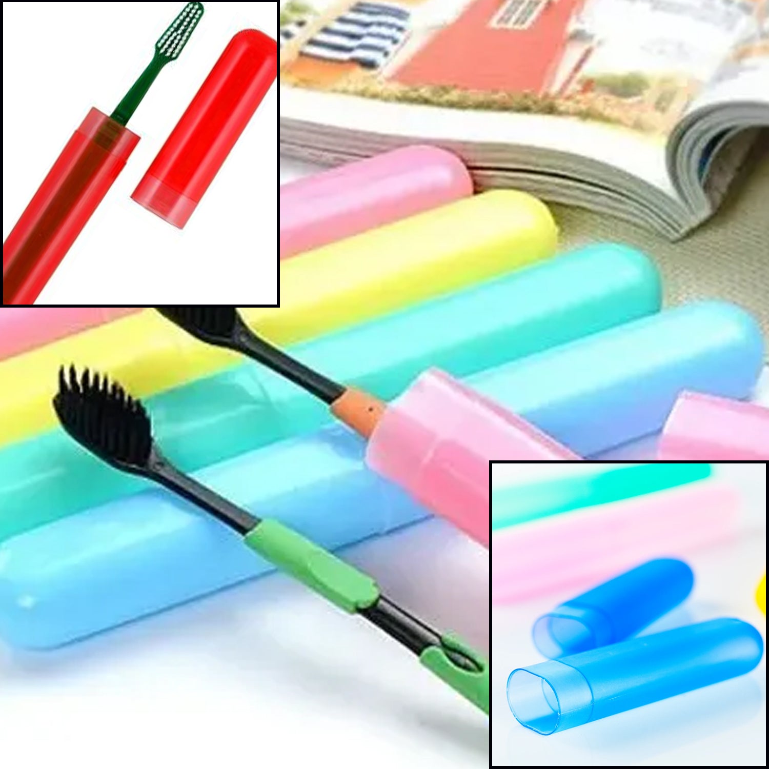 4968 4pc Plastic Toothbrush Cover, Anti Bacterial Toothbrush Container ...